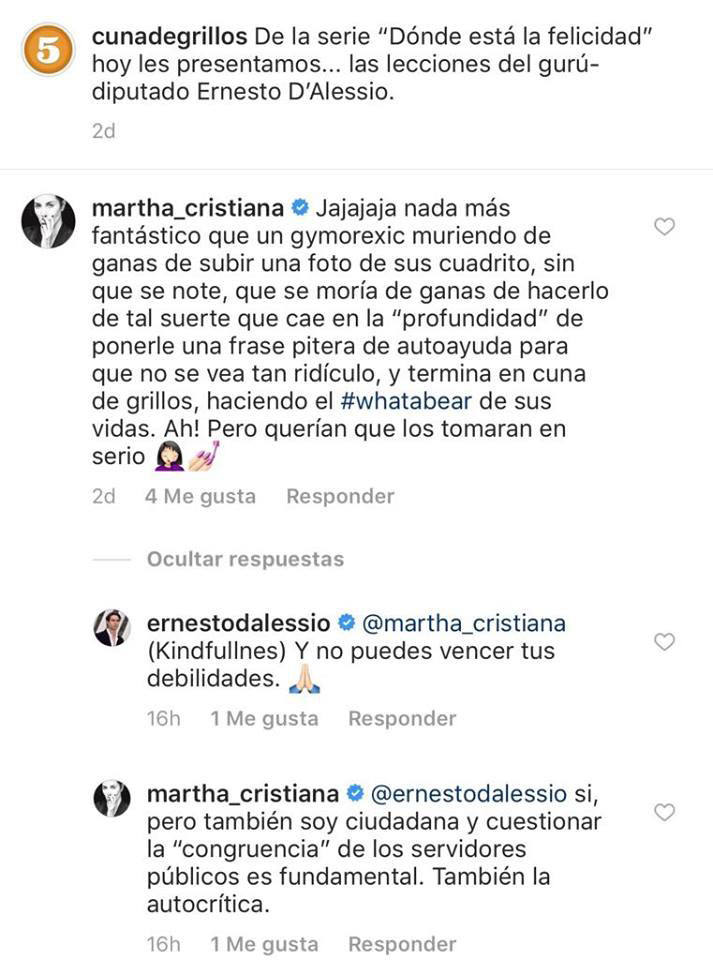El pleito entre Martha Cristiana y Ernesto D´Alessio en las redes de CDG
